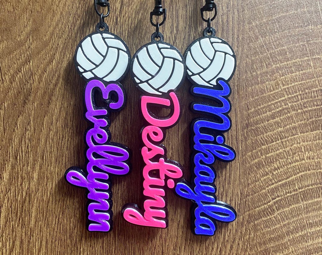Bulk Custom Volleyball Sports Personalized 3D Printed Name Keychains ...