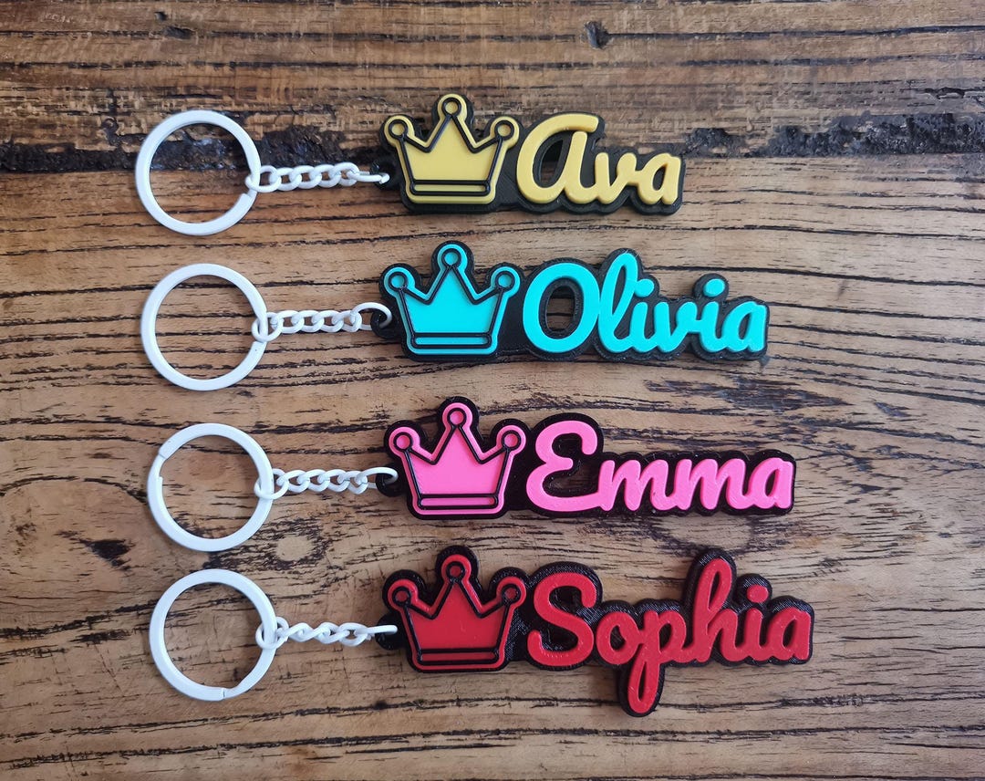 5/10/15 Princess Crown Personalized 3D Printed Name Keychain Keyring ...