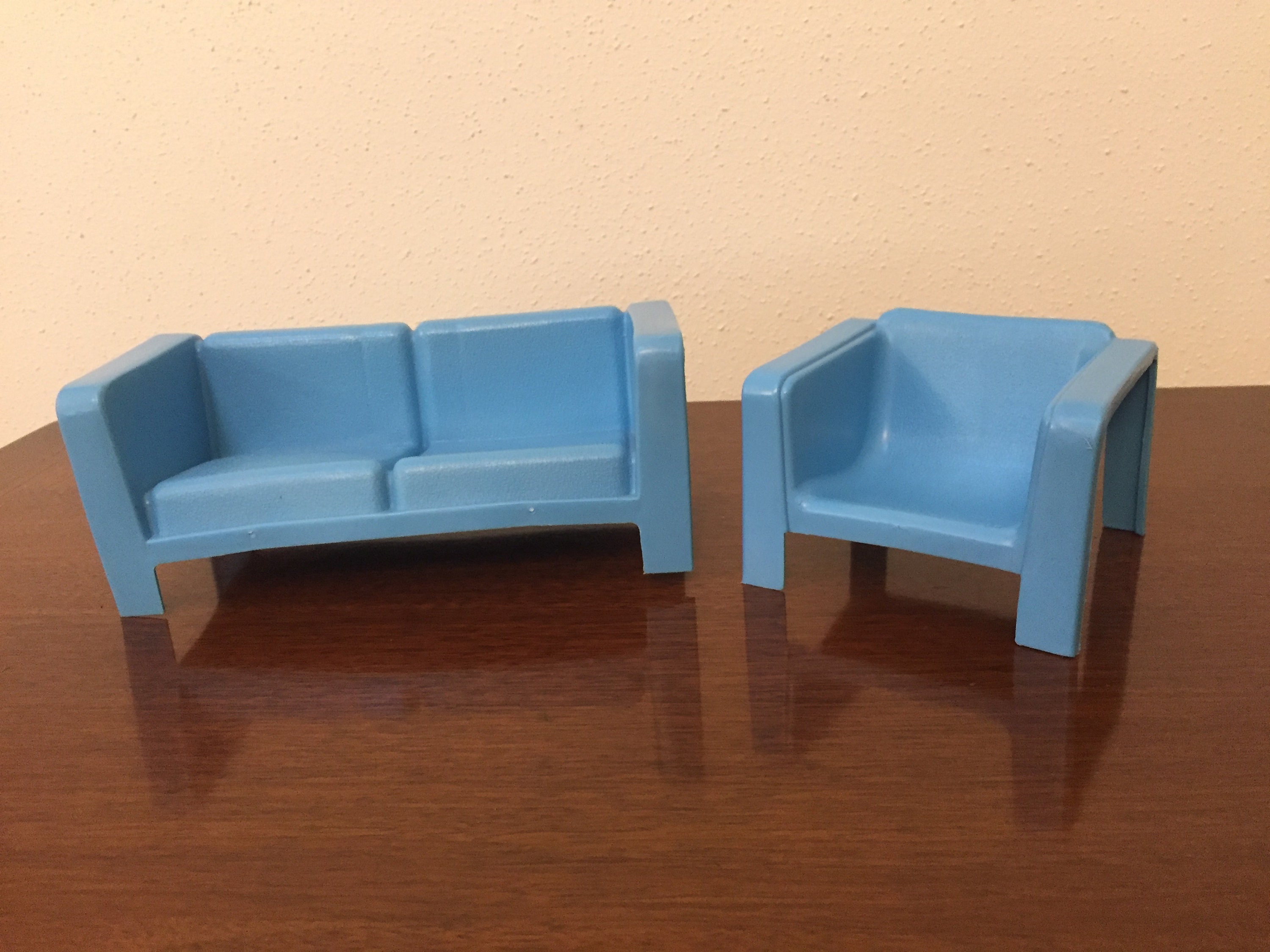 Vintage 1973 Barbie Lounge Chair and Sofa in Blue / 1970s Vintage ...