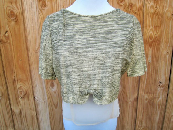 1950s - 1960s Button Back Blouse with Lurex Thread / … - Gem