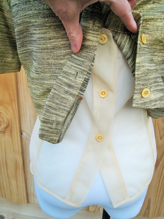 1950s - 1960s Button Back Blouse with Lurex Thread / … - Gem