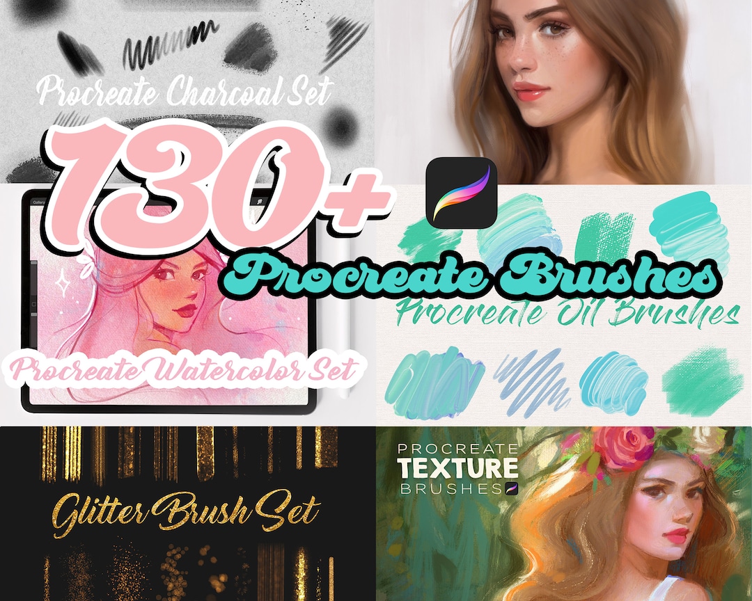 PROCREATE Brushes Procreate BUNDLE Procreate Brush Pack 130 Brushes Paper Texture Canvas ...