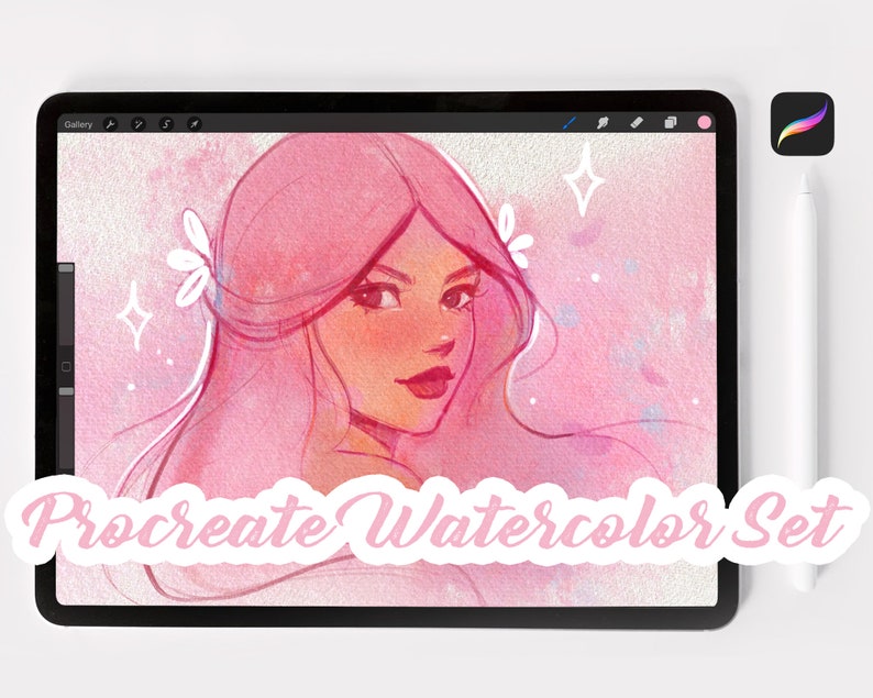 WATERCOLOR Brushes Procreate Realistic Set iPad Paper Texture Canvas ...
