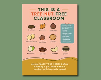 Peanut & Tree Nut Free Classroom Sign - Etsy