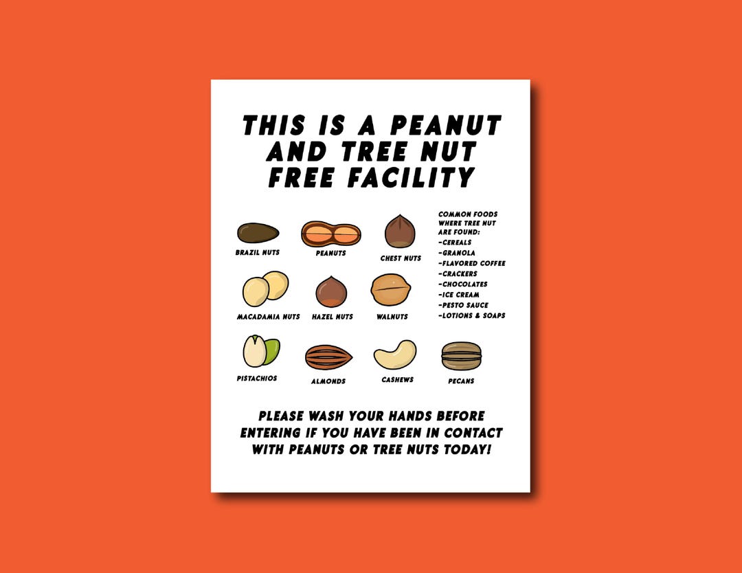 Peanut and Tree Nut Free Facility Sign Bold - Etsy