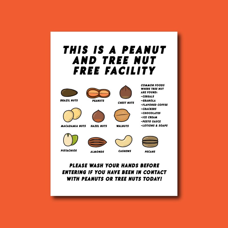 Nut Free Zone Sign - Etsy