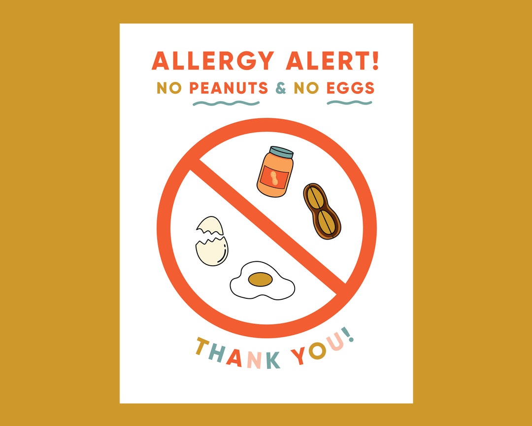 Peanut & Egg Allergy Sign - Etsy