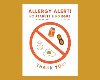 Classroom Peanut, Tree Nut, Sesame and Egg Allergy Sign - Etsy