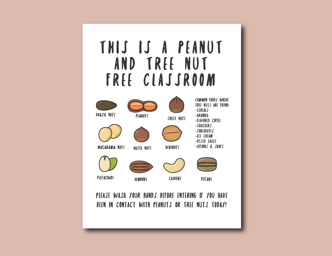 Nut Free Classroom Sign - Etsy