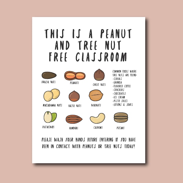 Nut Free Poster - Etsy UK
