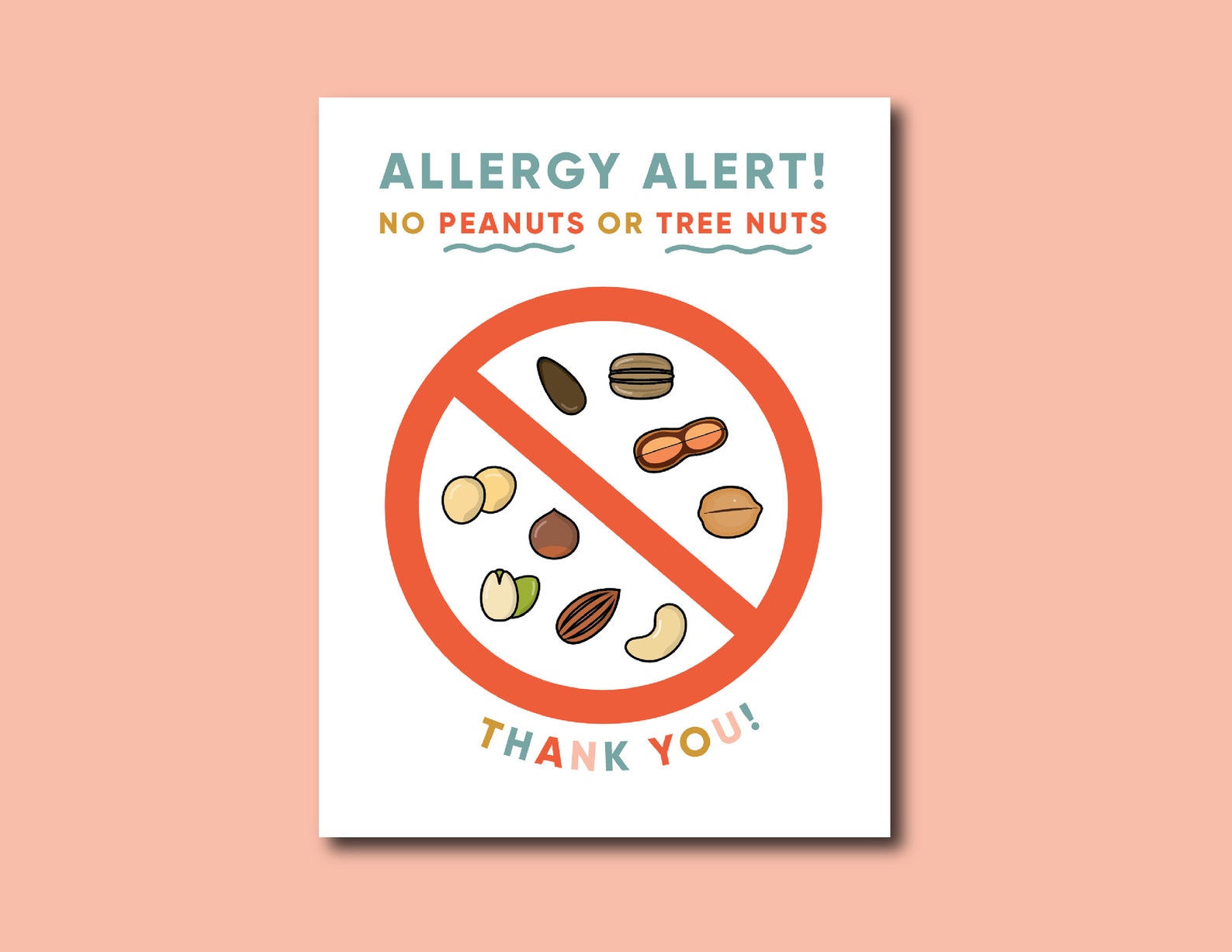 Peanut & Tree Nut Allergy Alert Sign - Etsy