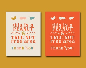 Peanut & Tree Nut Free Classroom Sign - Etsy