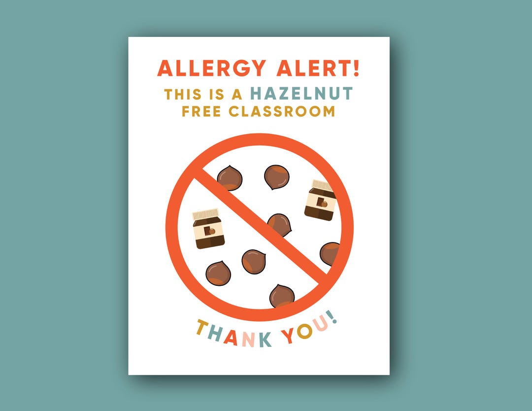 Hazelnut Allergy Sign - Etsy