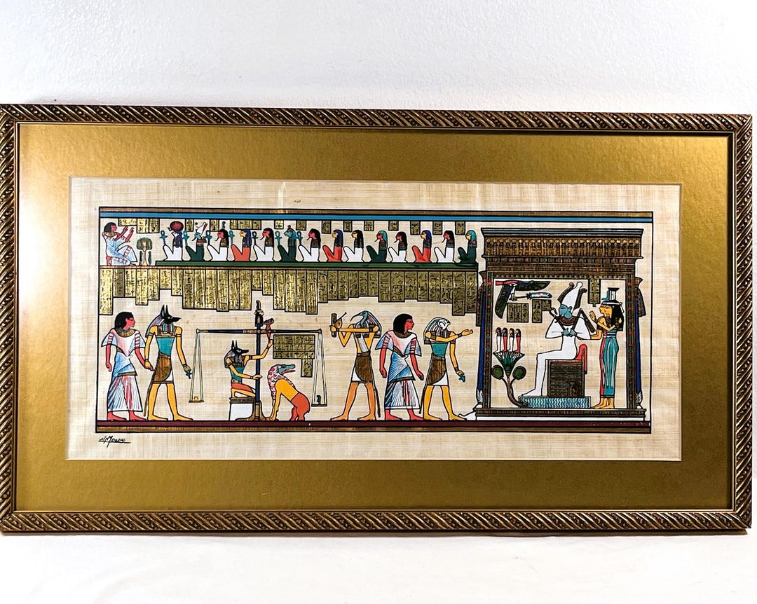 The Judgment Scene, Hand Painted on Papyrus, From the Papyrus Scroll of ...