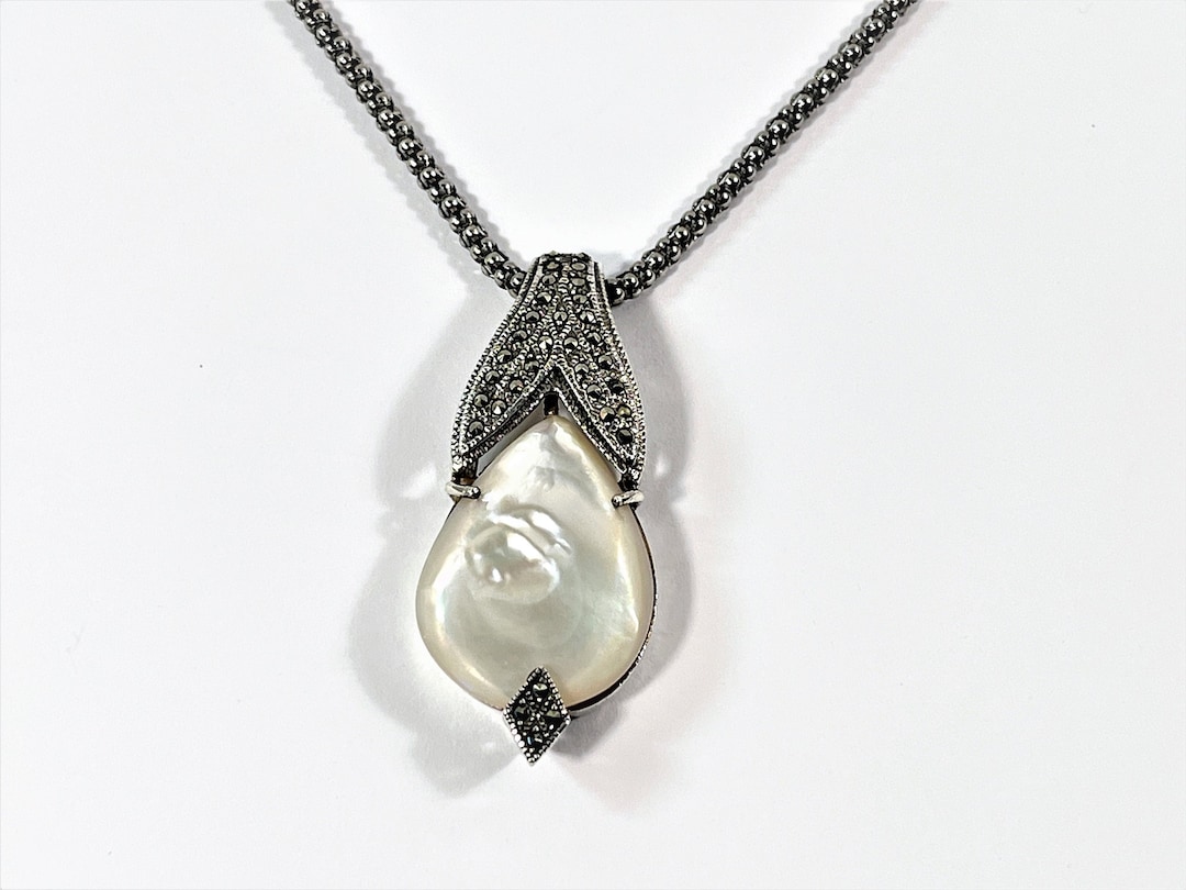 Sterling Silver Large Natural Pear Shape Pearl Shell 30 X 22 Mm, 4.5mm ...