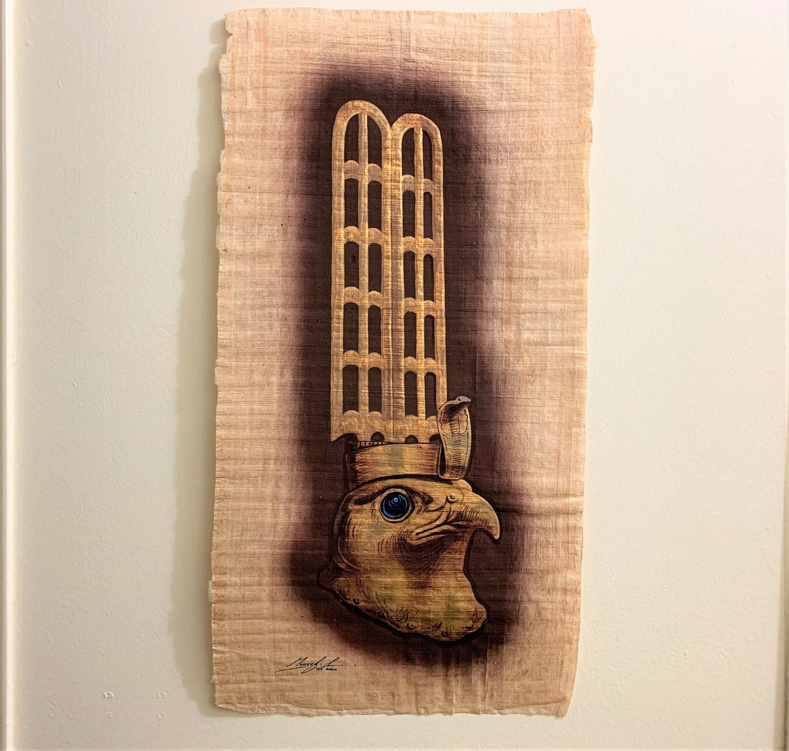 Vintage Hand Painted Egyptian Papyrus Realistic Art Depicts | Etsy