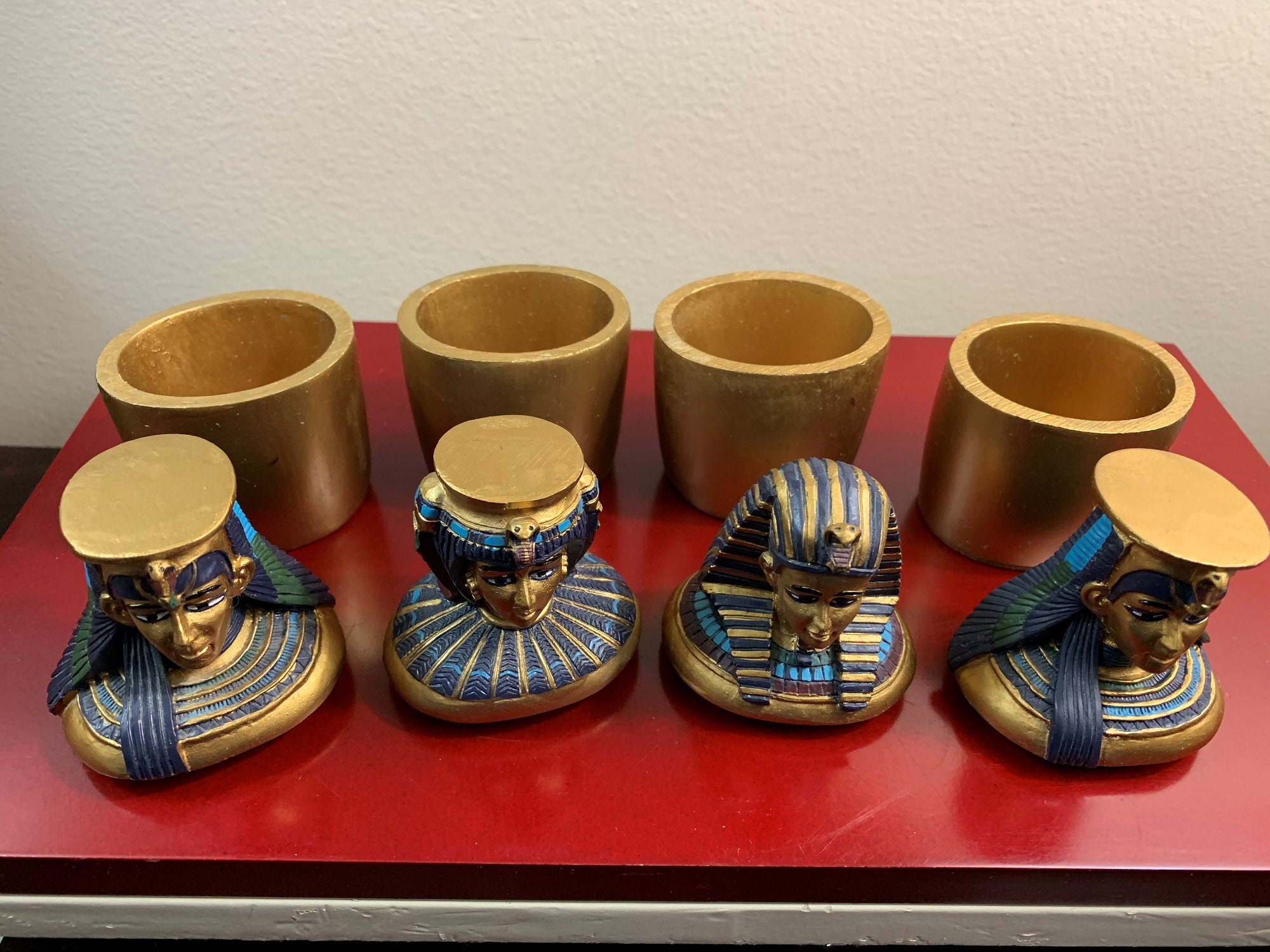 Egyptian Canopic Jars Set Of 4 Resin Decorative