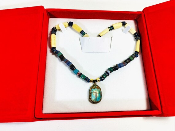 Ancient Egyptian Faience Scarab, Mummy & Bone Beads N… - Gem