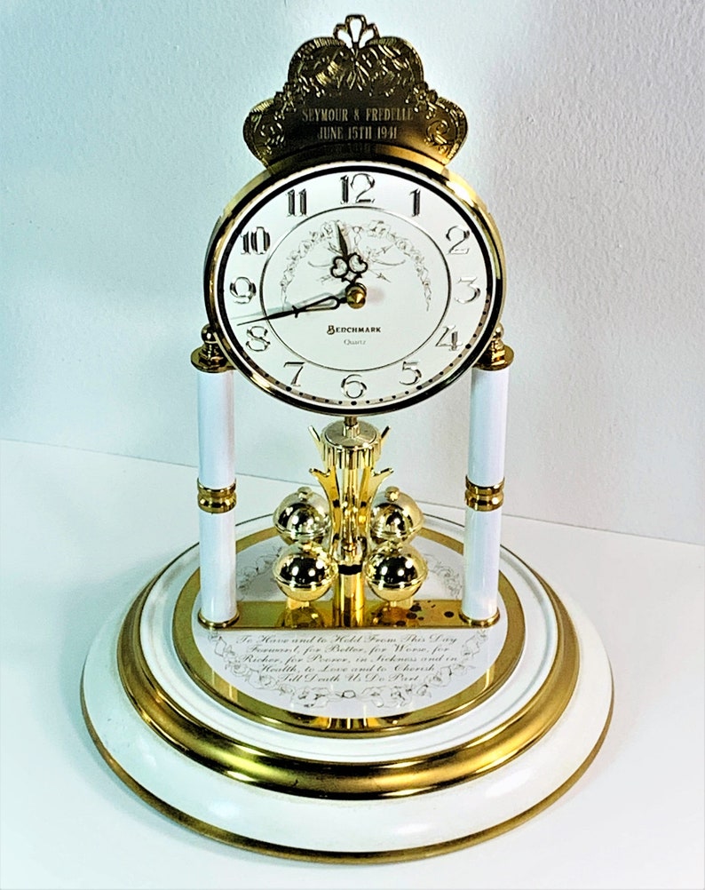 Benchmark Germany Anniversary Clock Brass & Enamel Engraved - Etsy