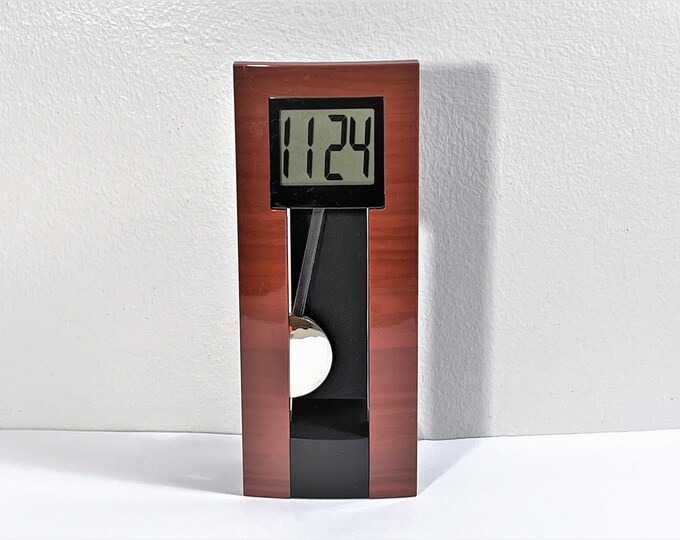 Unique Mini Grandfather Style Digital Clock, Swinging Pendulum, Time ...