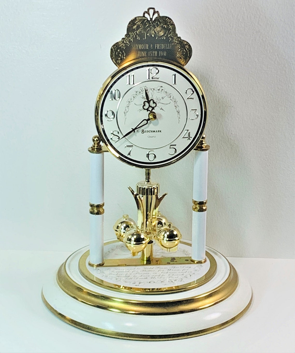 Benchmark Germany Anniversary Clock Brass & Enamel Engraved - Etsy