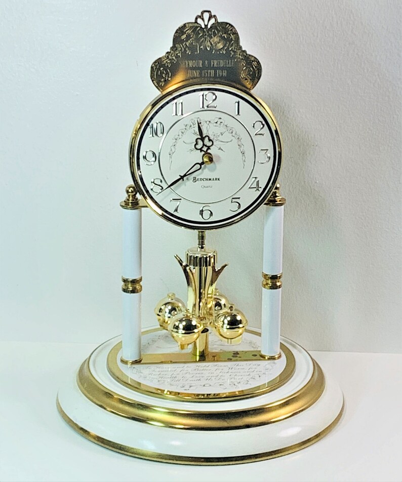 Benchmark Germany Anniversary Clock Brass & Enamel Engraved - Etsy