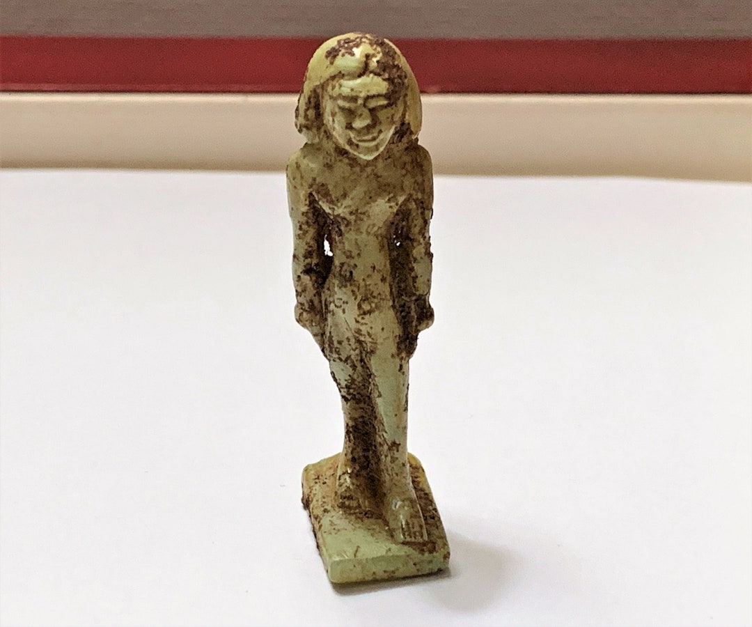 Vintage Ancient Egyptian Faience Small Statue, New Kingdom Priest, Deir ...