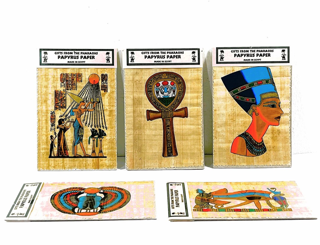 Vintage 1994 5 Small Egyptian Papyrus Paintings, 6x4, gifts From the ...