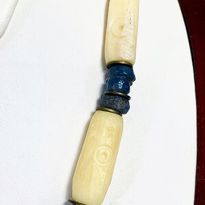 Ancient Egyptian Faience Scarab, Mummy & Bone Beads Necklace, Restrung ...