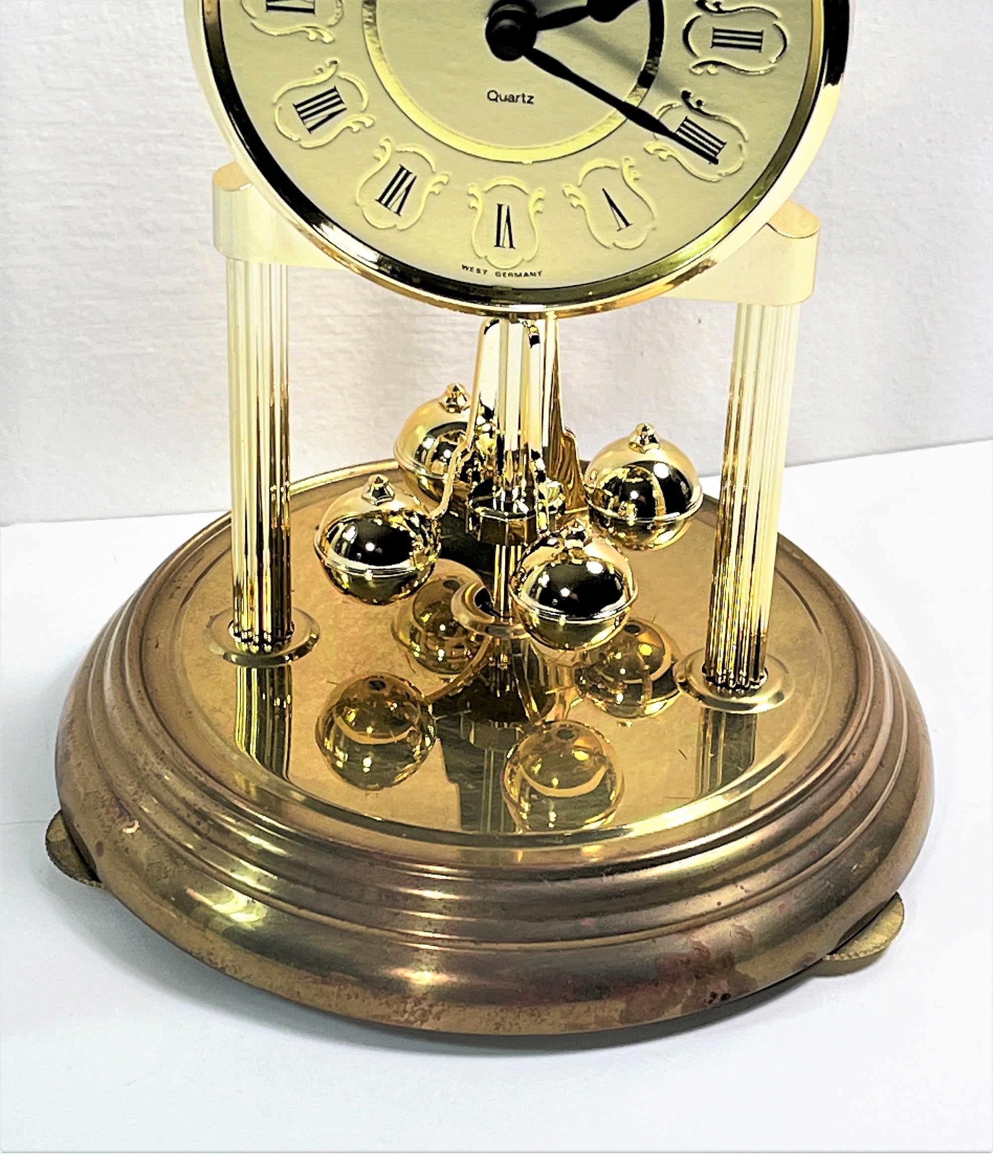 Vintage Bulova W. Germany Quartz Anniversary Clock, Glass Dome, Sphere ...