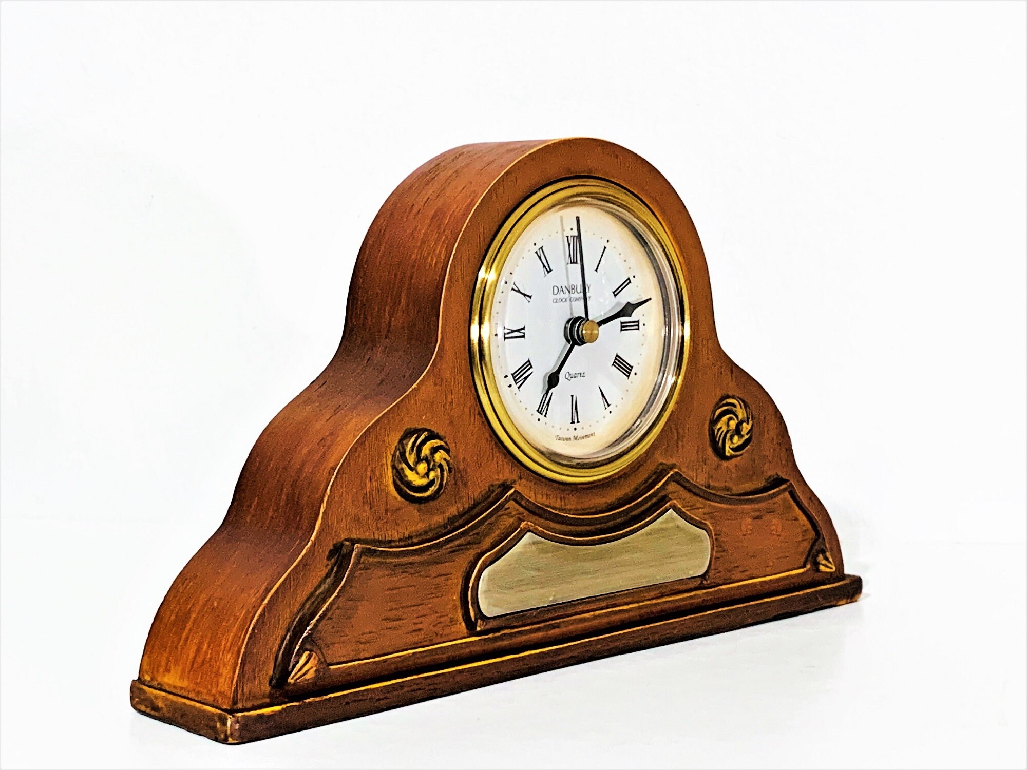 Vintage Danbury Clock Company Heavy Mixed Rocks Resin & Brass Mantle ...