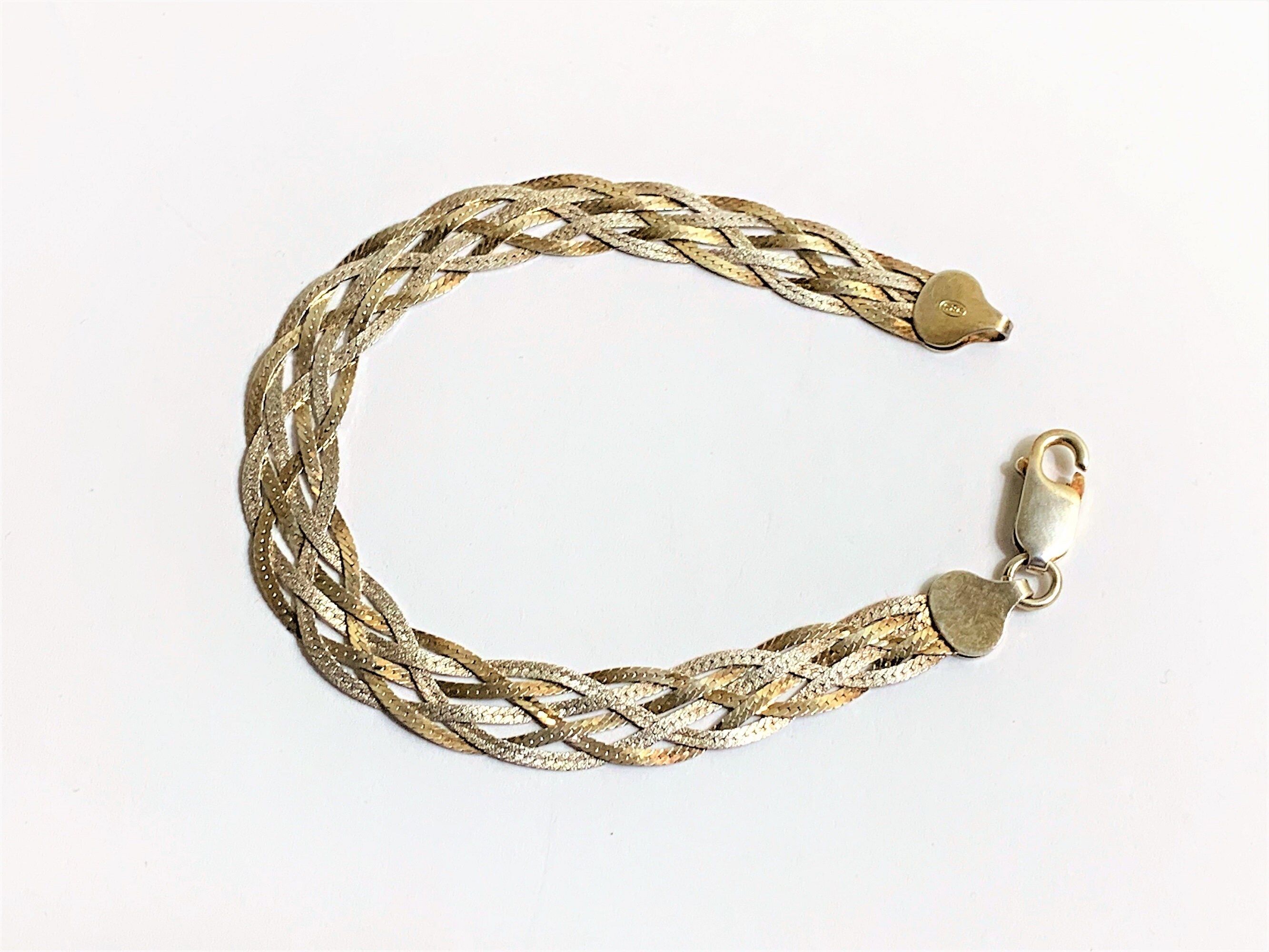 Vintage Sterling Silver .925 FAS Italy Two Tone Braided Woven Bracelet ...