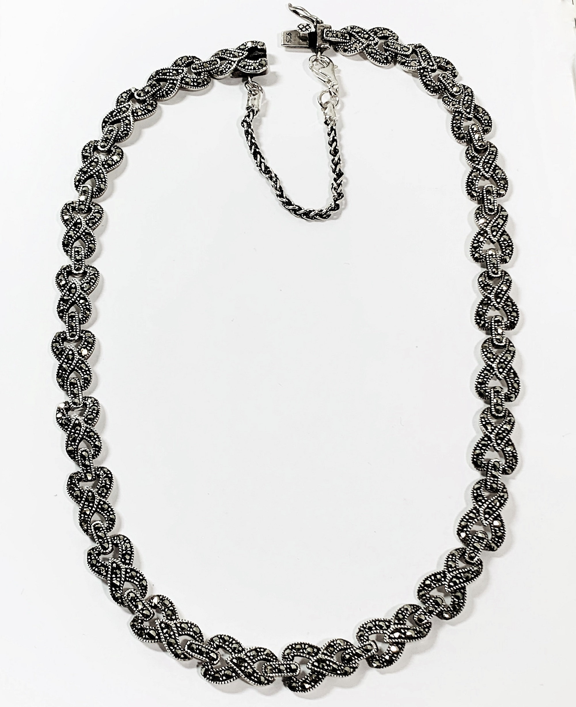 Vintage Sterling Silver Marcasite Choker Necklace, 16 W/2 Extension ...