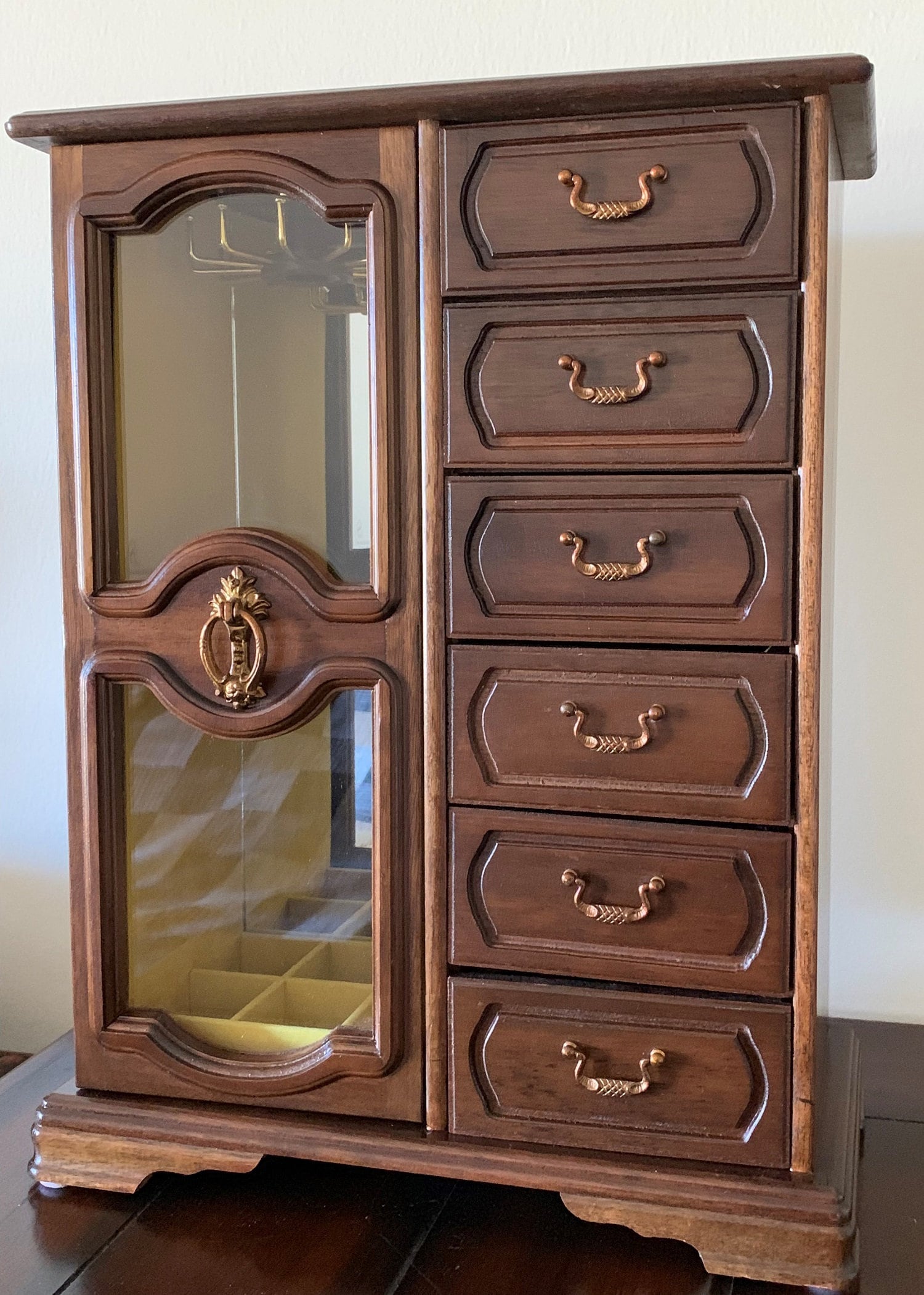 Large Solid Wood Jewelry Box Chest Armoire Cabinet With Pull