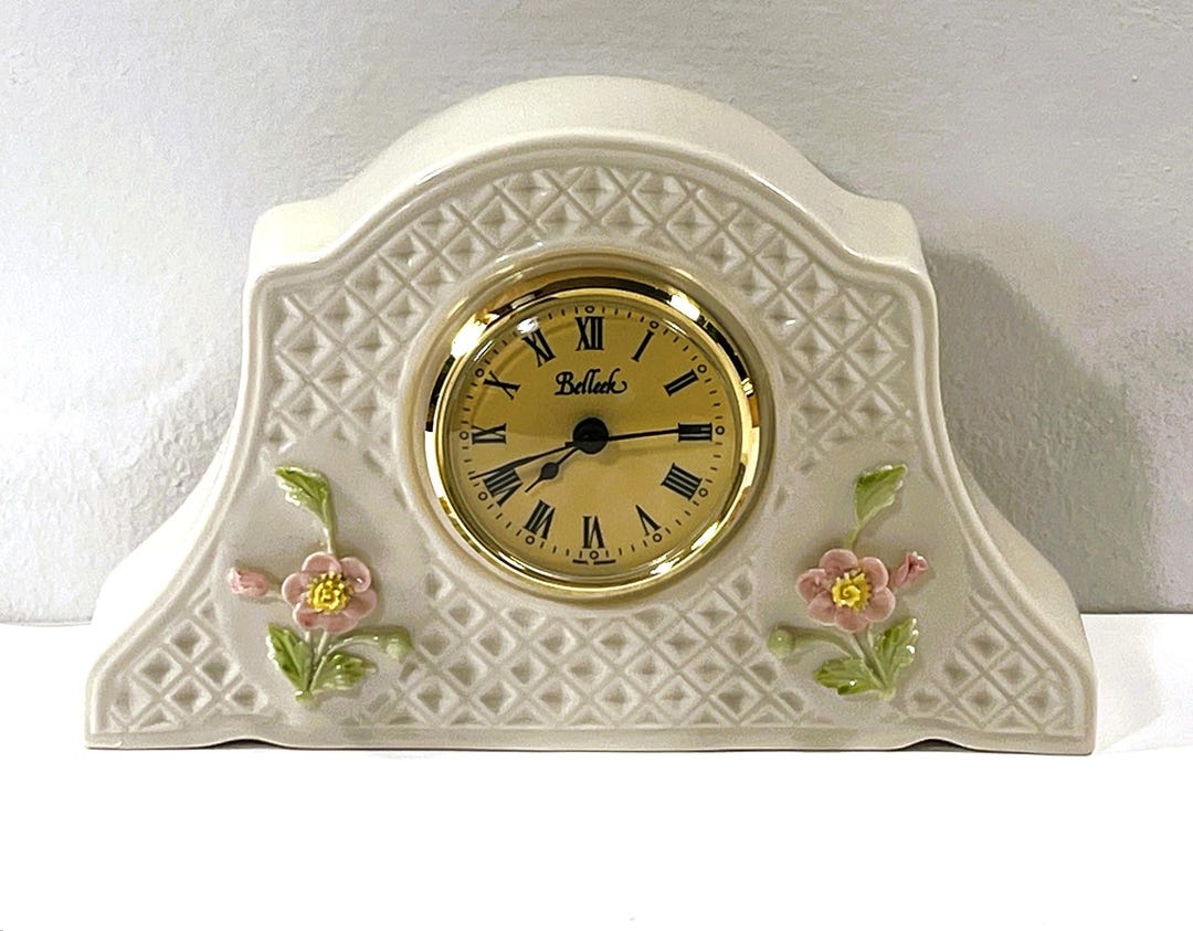 Rare Belleek™ Irish Parian Donegal China Clock, German Quartz Movement ...