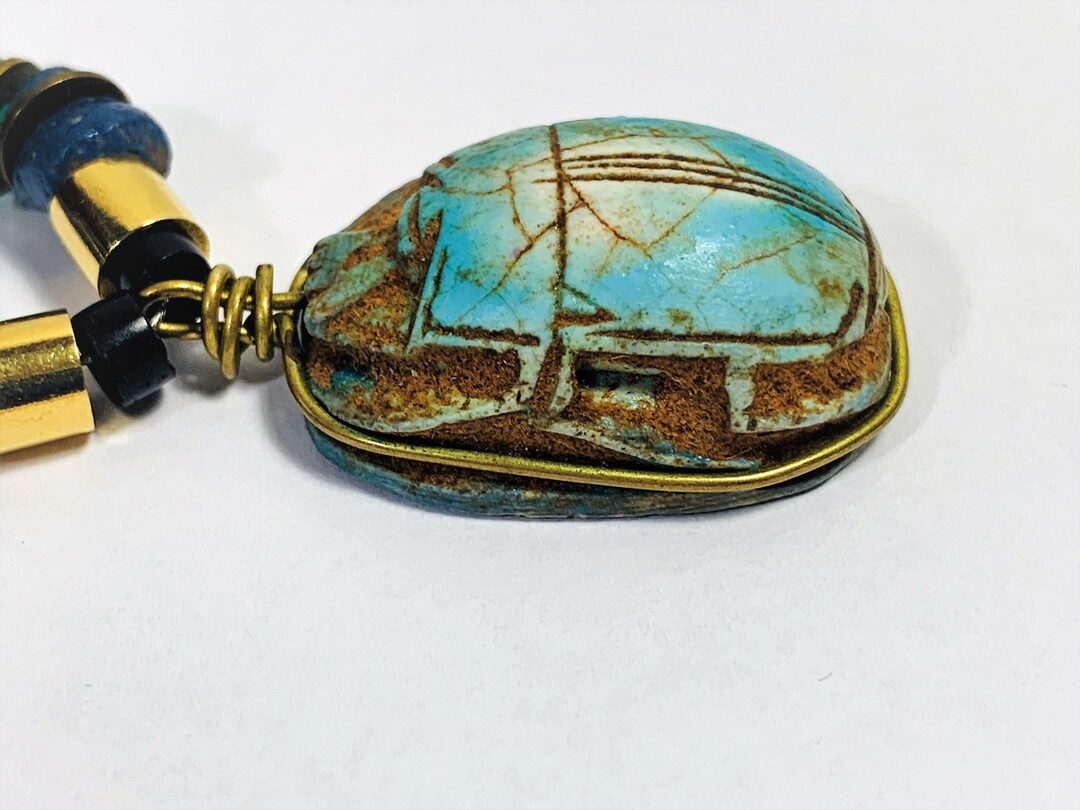 Ancient Egyptian Faience Scarab Mummy & Bone Beads Necklace - Etsy