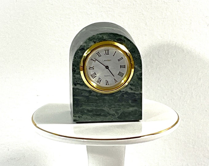 Vintage Leeman® Mini Arch Green Marble Clock, Taiwan. Precision Quartz ...