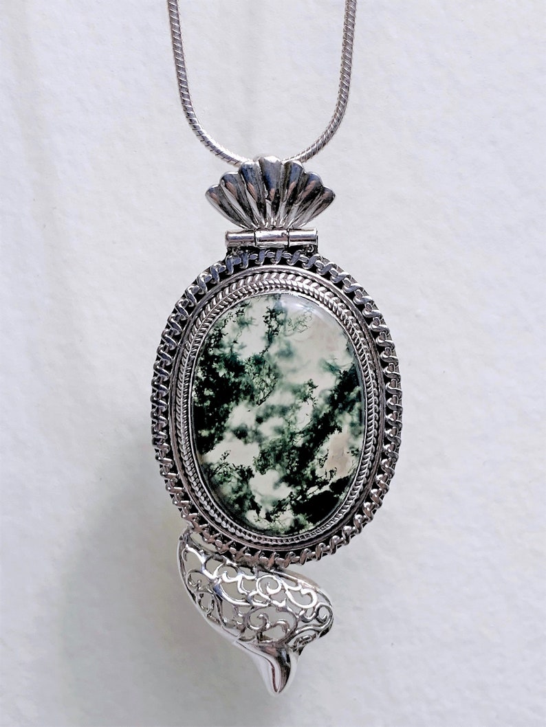 Large Moss Agate Victorian Statement Necklace Shades of - Etsy