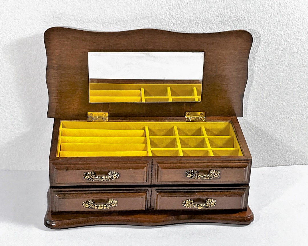 Vintage Centurion® Louisville Walnut Wood Jewelry Box, Lid W/ Mirror ...
