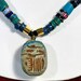 Ancient Egyptian Faience Scarab, Mummy & Bone Beads Necklace, Restrung ...