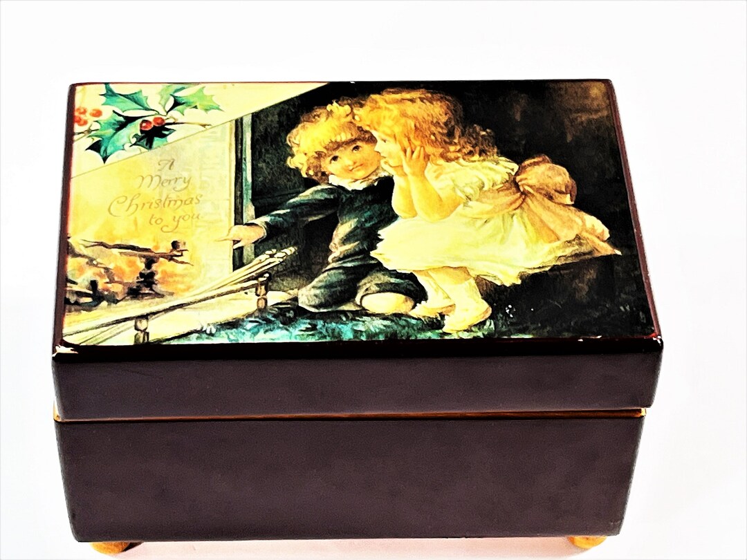 Enesco® 1985 Sankyo 20 Key Music Box, Tune "white Christmas", Varnished ...
