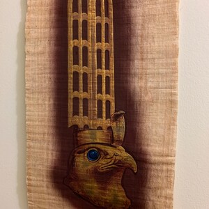 Vintage Hand Painted Egyptian Papyrus, Realistic Art, Depicts God Horus ...