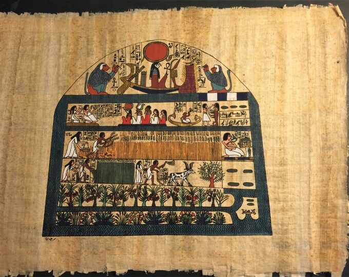 Vintage Egyptian Hand Painted Papyrus, Agriculture and Food in Ancient ...