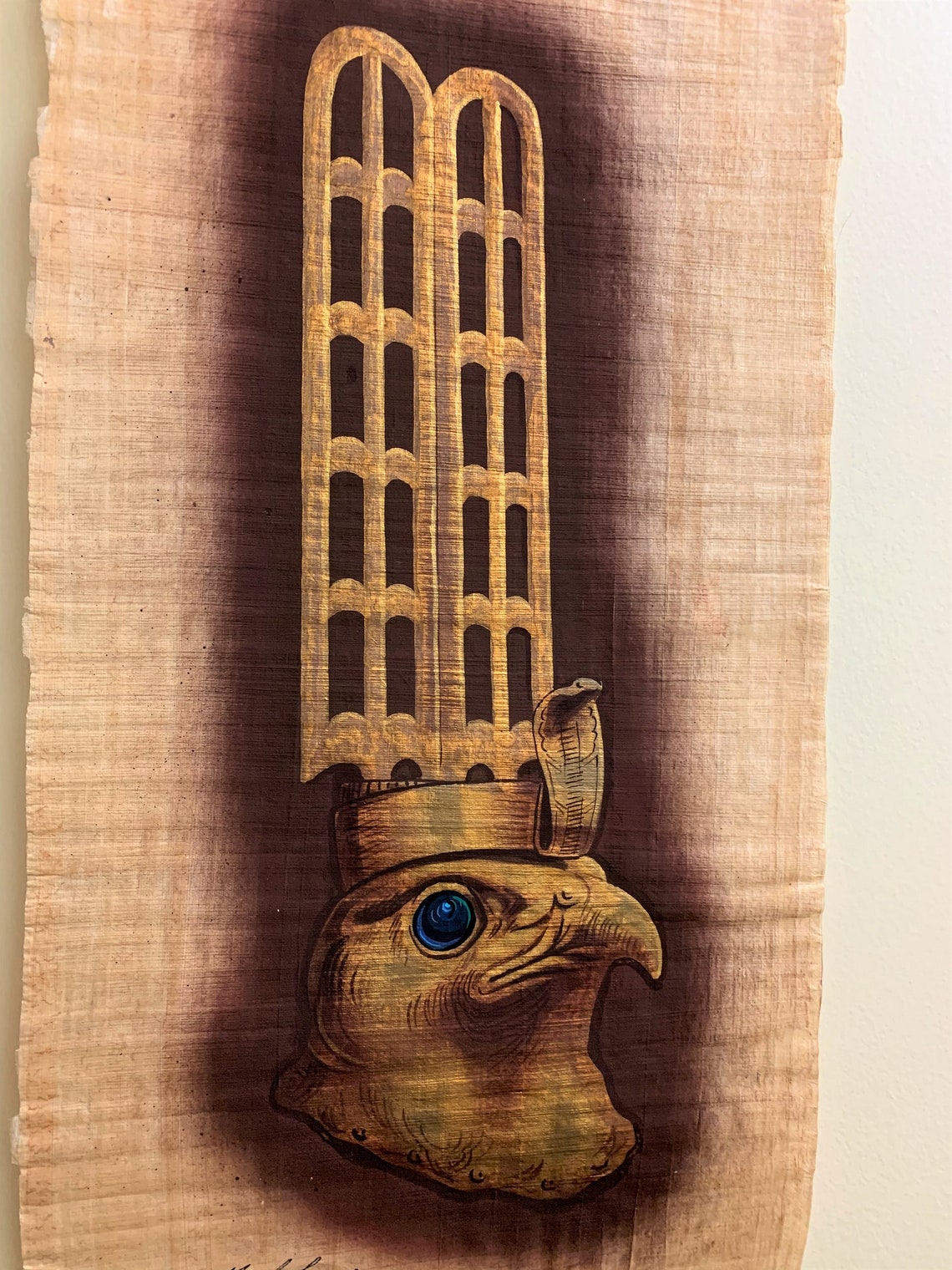 Vintage Hand Painted Egyptian Papyrus Realistic Art Depicts | Etsy