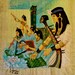 Vintage Hand Painted Egyptian Papyrus, Egyptian Women Daily Life ...