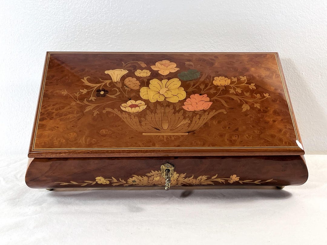 Vintage Reuge Swiss Music Box: Burl Wood Inlay, Paganini Theme - Etsy