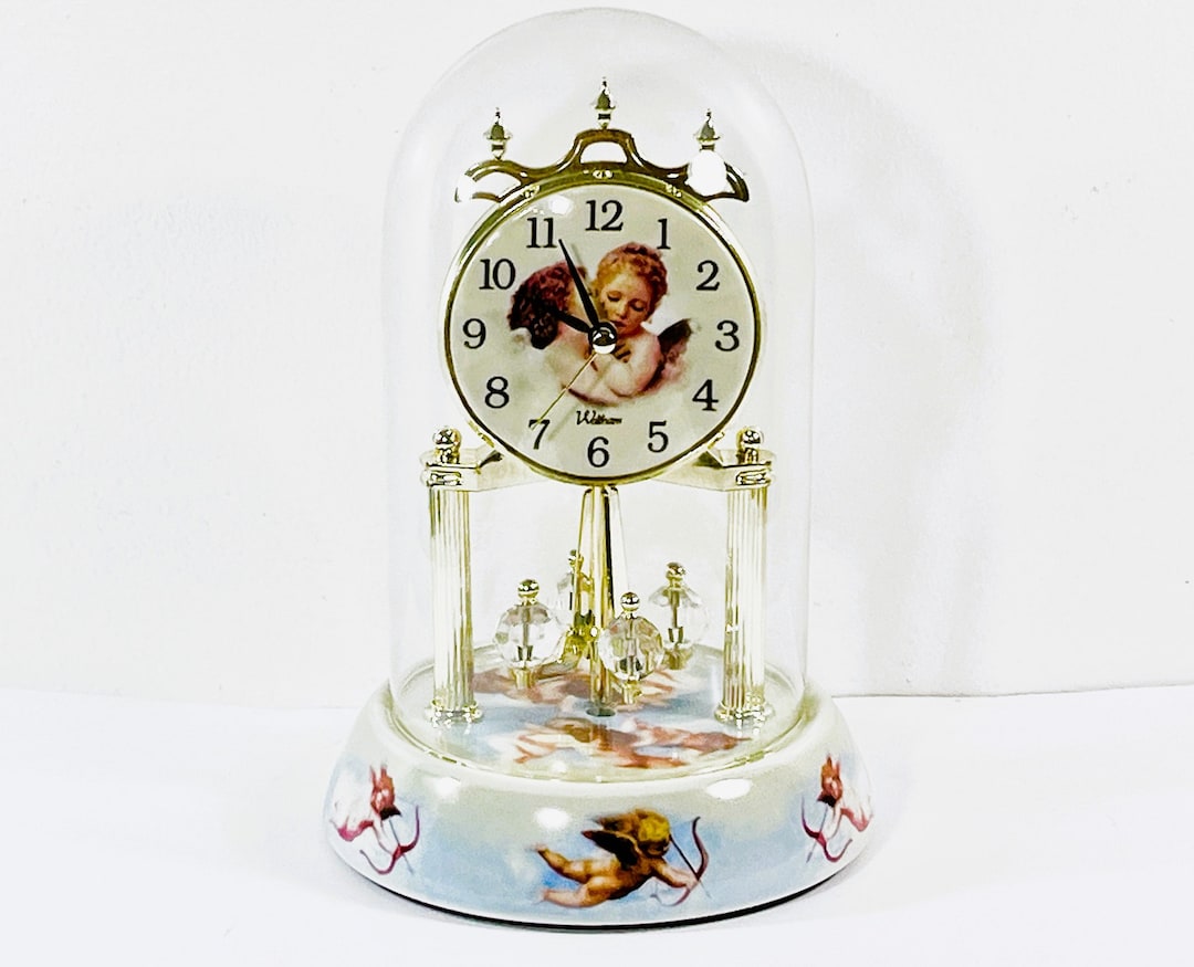 Vintage Waltham® Angels’ Anniversary Clock, Painted Porcelain Base ...
