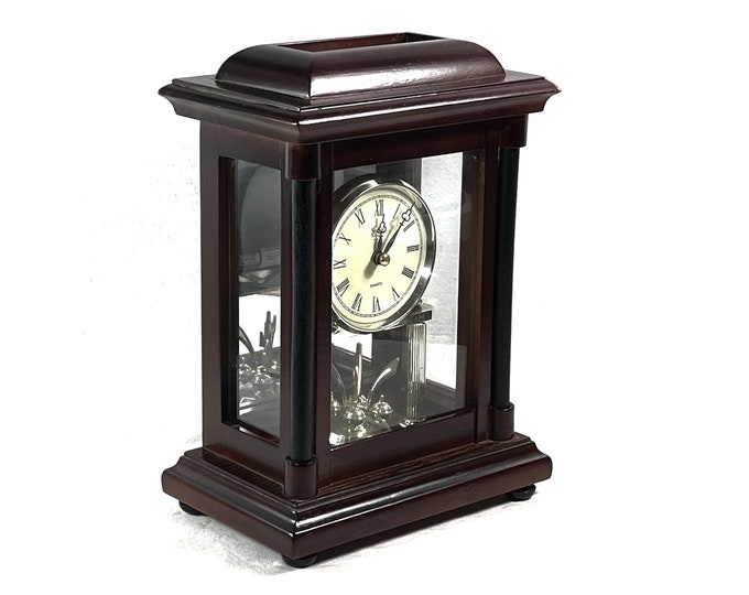 Stiffel® Solid Wood Mahogany Finish Rotating Pendulum Mantel Clock ...
