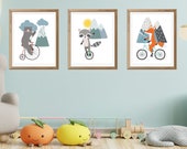 Woodland Animals Kids Room Wall Decor Set of 3 Scandi - Etsy