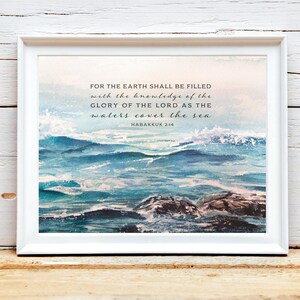 Beach House Bible Verse Wall Art Decor | Coastal Sea Art Prints ...